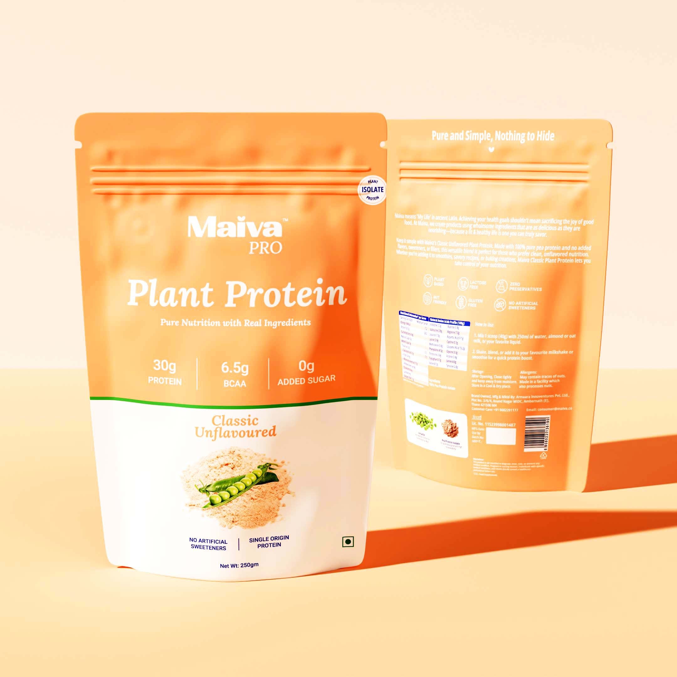 Buy Maiva Pro Unflavoured Plant Protein – Pure Vegan Pea Protein